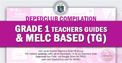 Grade 1 Teachers Guides And Melc Based Tg The Deped Teachers Club