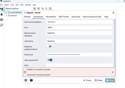 I Am Not Able To Connect To Baserow Db Using Pgadmin Baserow Help
