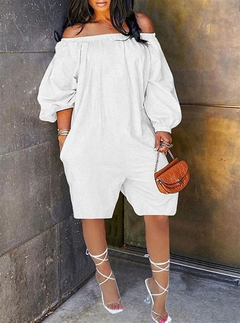 White Jumpsuits For Women Maternity Summer Romper Pocket Solid Color