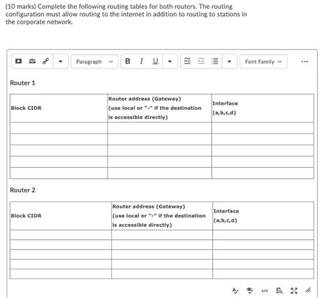 Marks Complete The Following Routing Tables For Chegg