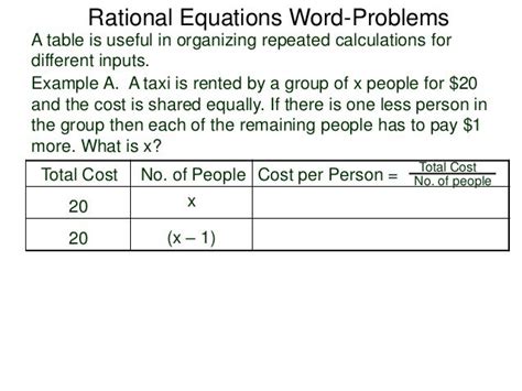 Rational Equations Word Problems Worksheet Ame My Id