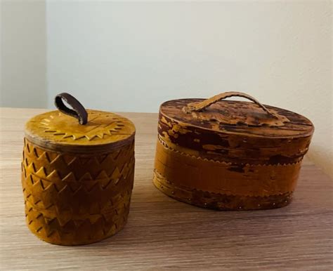 2 Swedish Wooden Boxes Tina Box Snuffbox Handmade Etsy