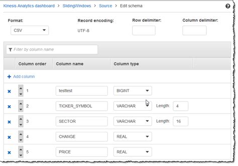 使用架构编辑器 适用于 amazon kinesis data analytics·for·sql 应用程序开发人员指南