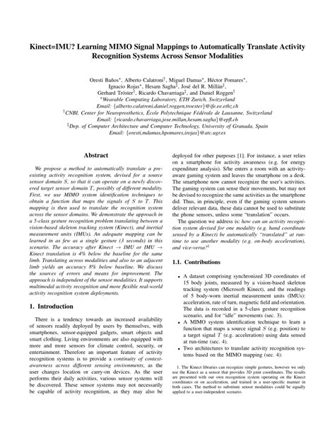 Pdf Kinectimu Learning Mimo Signal Mappings To Automatically