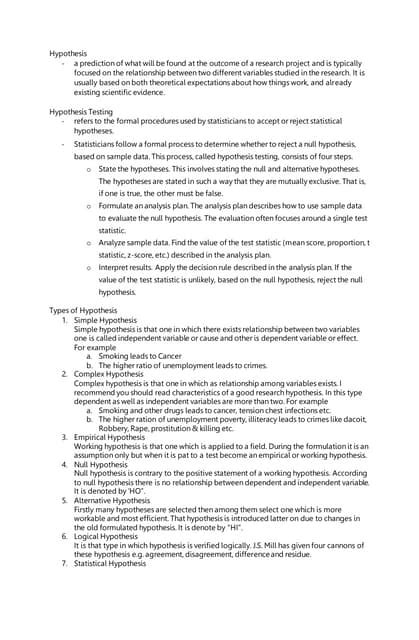 Types Of Hypothesis Pptx