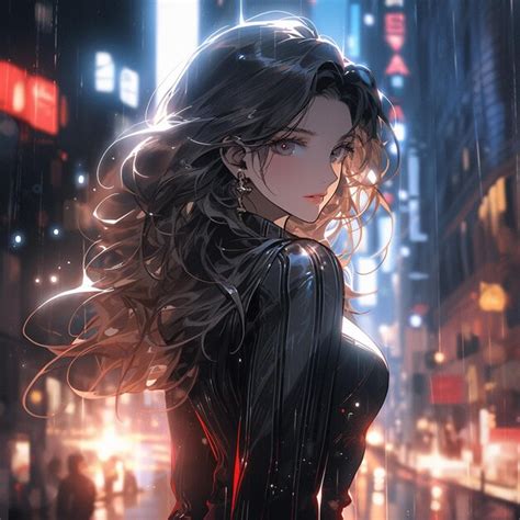 premium photo anime girl in the rain generative ai