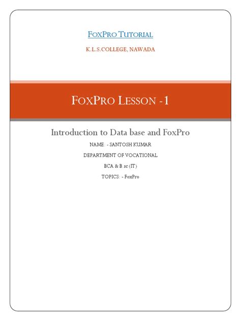foxpro tutorial santosh sir pdf databases relational database