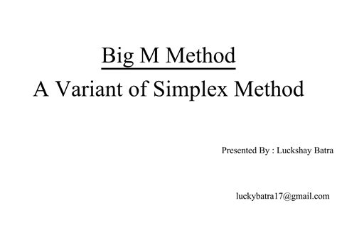 Big M Method Pptx