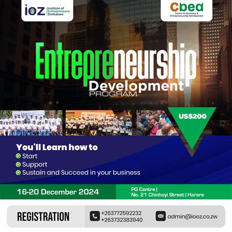 Entrepreneurship Development Program Institute Of Entreprenuers Zimbabwe
