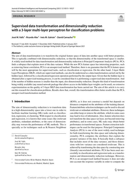 Supervised Data Transformation And Dimensionality Reduction With A 3 Layer Multi Layer