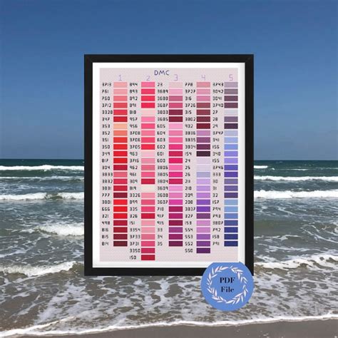 Dmc Floss Color Chart Cross Stitch Pattern Page 1 Etsy