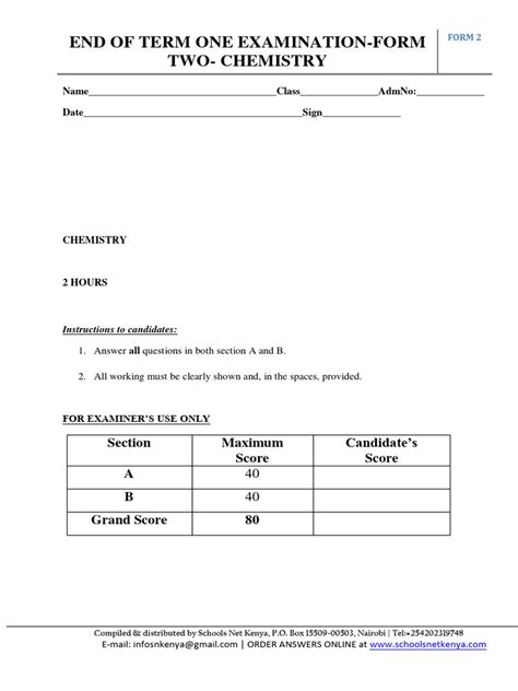 Chemistry Paper 1 Form 2 Term 1 2020 Pdf Ionic Bonding Ion