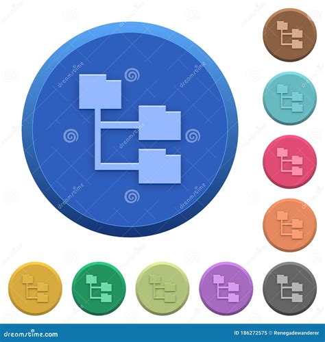 Folder Structure Flat Color Icons With Quadrant Frames Vector Illustration