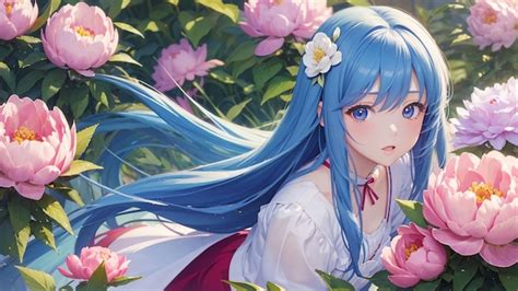 Premium Ai Image Kawaii Anime Girl In The Flower Garden For Wallpaper