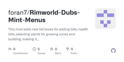 Github Foran Rimworld Dubs Mint Menus This Mod Adds New List Boxes For Adding Bills Health