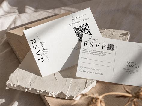 Minimalist QR Code Response Card Wedding Rsvp Card Template Wedding RSVP QR Code Card Minimalist
