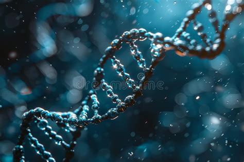 Detailed Macro Shot Of A Dna Molecule With A Sparkling Blue Glow