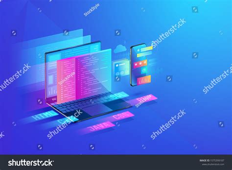 Web Development Application Design Coding Programming Stock Vector