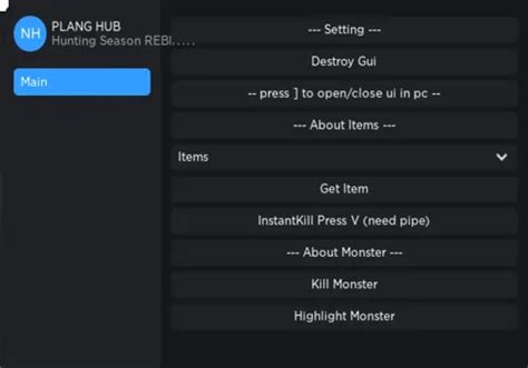Hunting Season Rebirth Script Kill Monster Get Any Items Roblox