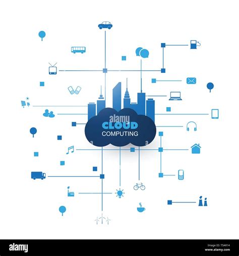 Cloud Computing Design Concept With Icons Digital Network Connections Technology Background