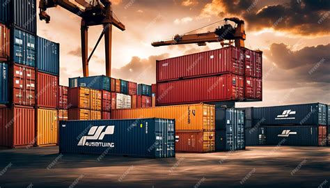 shipping containers terminals loading and unloading premium ai