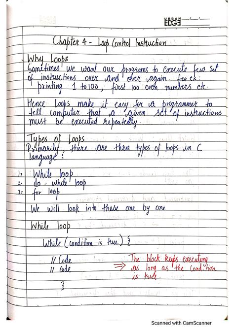 solution loop control instructions in c programming language notes
