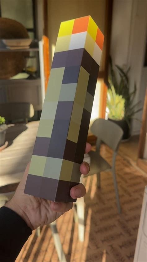 Ultra Realistic Minecraft Inspired Torch Lamp Diy Minecraft Room Decor Diy Lamp Night