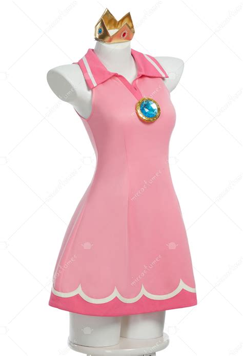 Women Princess Peach Costume Tennis Dress With Crown Earrings Game