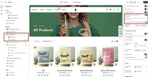 show product variants in collections mana themes