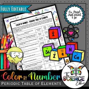 Periodic Table Of Elements Color By Number Science Color By Number Worksheet