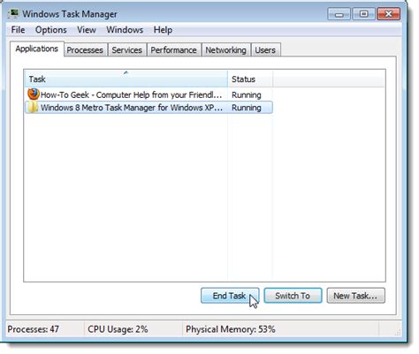 Use A Windows Like Task Manager In Windows Vista And XP