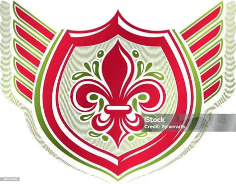백합 꽃 왕실 기호로 만든 빈티지 전령 엠블럼 최고 품질의 제품 기호 자연 보호 테마 일러스트레이션 장식 방패 건강한 식생활에 대한 스톡 벡터 아트 및 기타 이미지 Istock