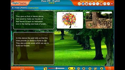 Trees Poem Class 7 English Digital Teacher YouTube