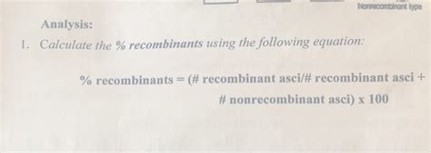 Solved Nonrecombinant Type Analysis 1 Calculate The