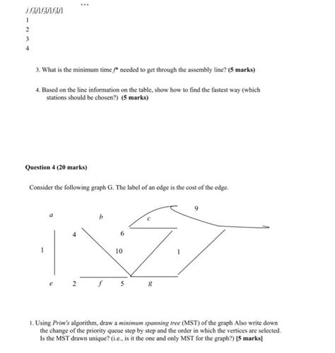 Solved Question 2 10 Marks Consider The Following Graph G