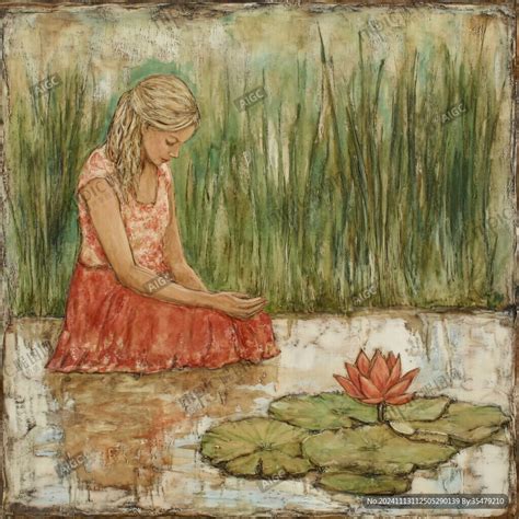 Ai创作图少女与鱼 荷叶上的女孩 拿荷叶的女孩 雷诺花园中的芦荟油画 坐在荷叶上小女孩 采荷的女孩 手拿荷花的女孩 荷叶女孩 油画睡莲 女孩油画 百合池画 水边的姑娘 少女油画 睡莲油画 采莲