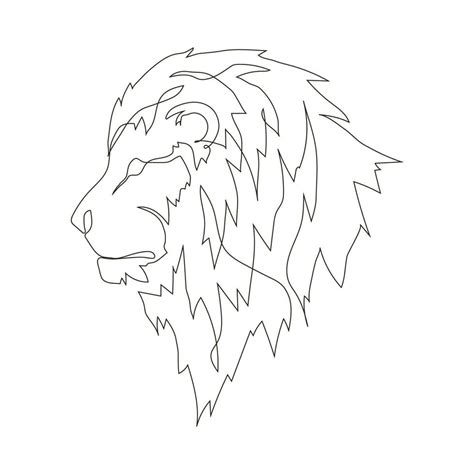 Simple Lion Head Line Drawing