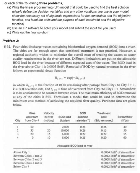 Solved For Each Of The Following Three Problems A Write