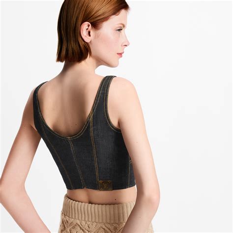 Topstitched Denim Crop Top Women Ready To Wear Louis Vuitton