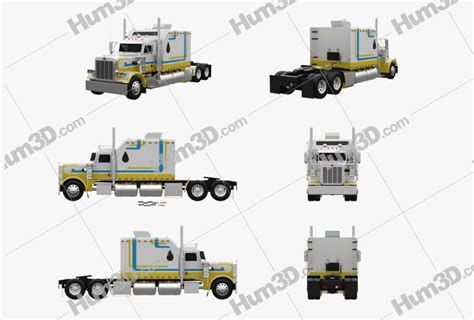 Peterbilt 379 Long Sleeper Cab Tractor Truck 3 Way 1991 Blueprint