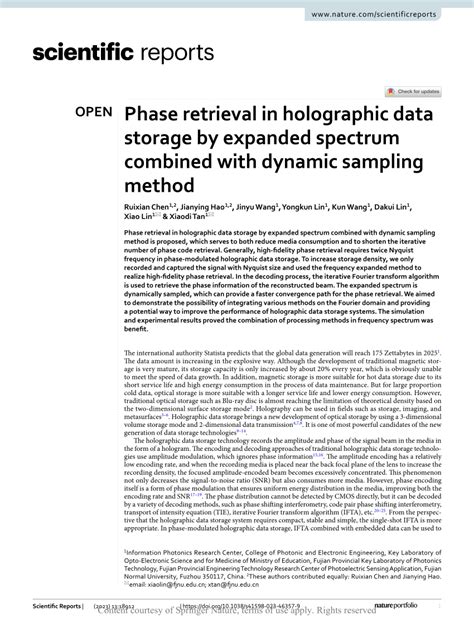 Pdf Phase Retrieval In Holographic Data Storage By Expanded Spectrum Combined With Dynamic