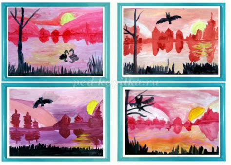 Как нарисовать пейзаж гуашью для детей от 5 лет поэтапно с фото