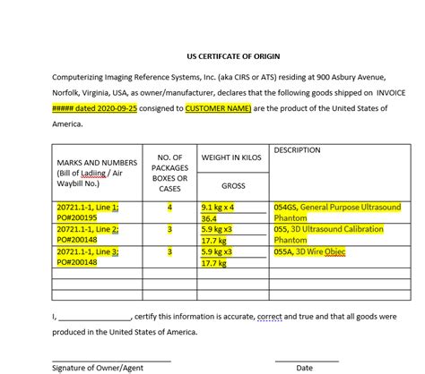 Certificate Of Origin Templates