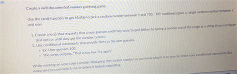 Solved On Create A Well Documented Number Guessing Game Use