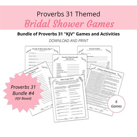 Bundle Of Proverbs 31 Themed Bridal Shower Games And Activities