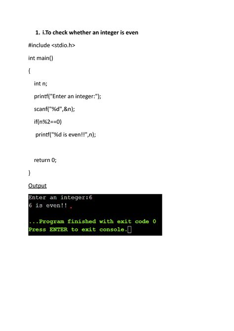 c programs part2 i check whether an integer is even include int main