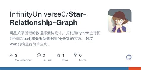 Github Infinityuniverse0star Relationship Graph 明星关系图谱的数据库架构设计，并利用python进行图数据库neo4j和关系型数据库