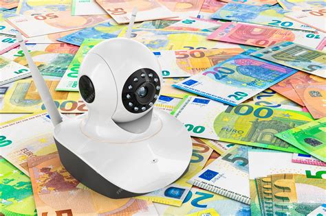 Premium Photo Internet Protocol Camera On The Euro Backdrop 3d Rendering