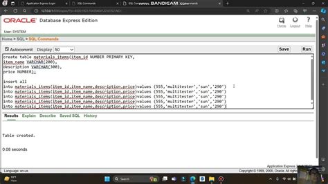 Part3 Oracle Database How To Create Table And Insert Multiple Data