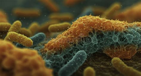 Microscopic View Of Bacteria And Cells A Detailed 3d Render Stock Illustration Illustration